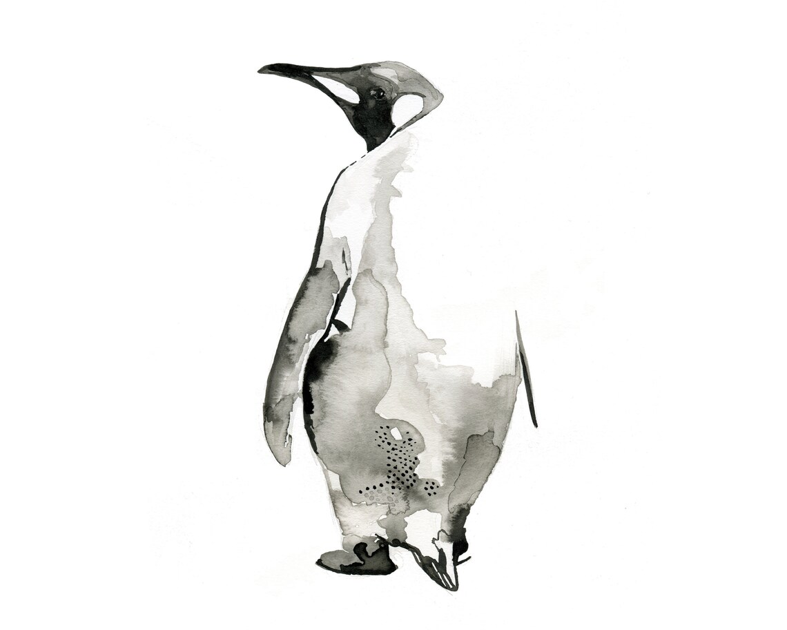 Penguin Art Print From Original Ink Piece Penguin Gift - Etsy