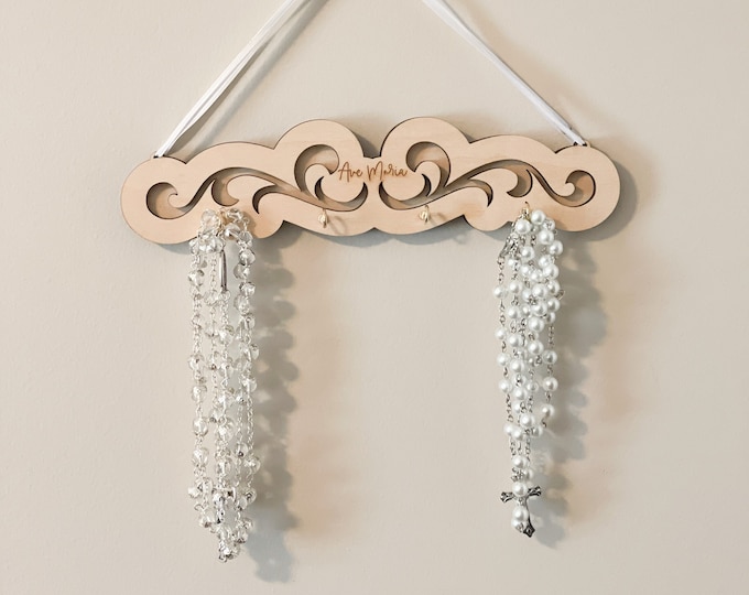 Personalized Rosary Holder, Ave Maria Rosary Display, Catholic Gift ...