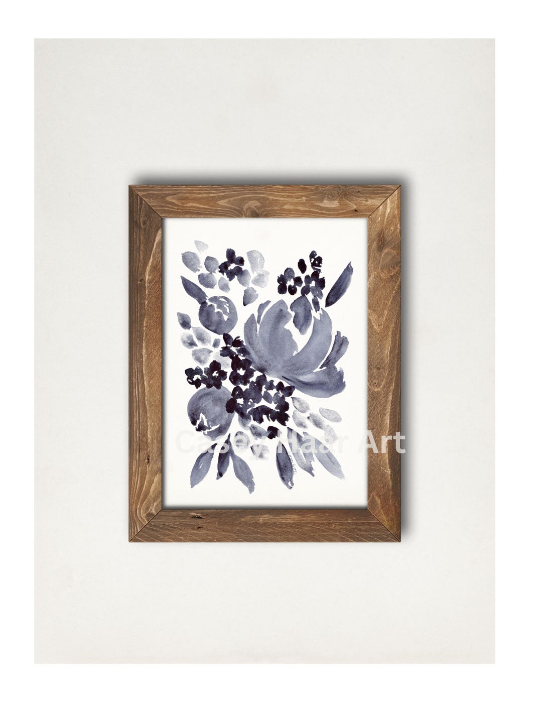Deep Blue Flower Watercolor Print 3 - Hand-painted Floral Wall Art ...