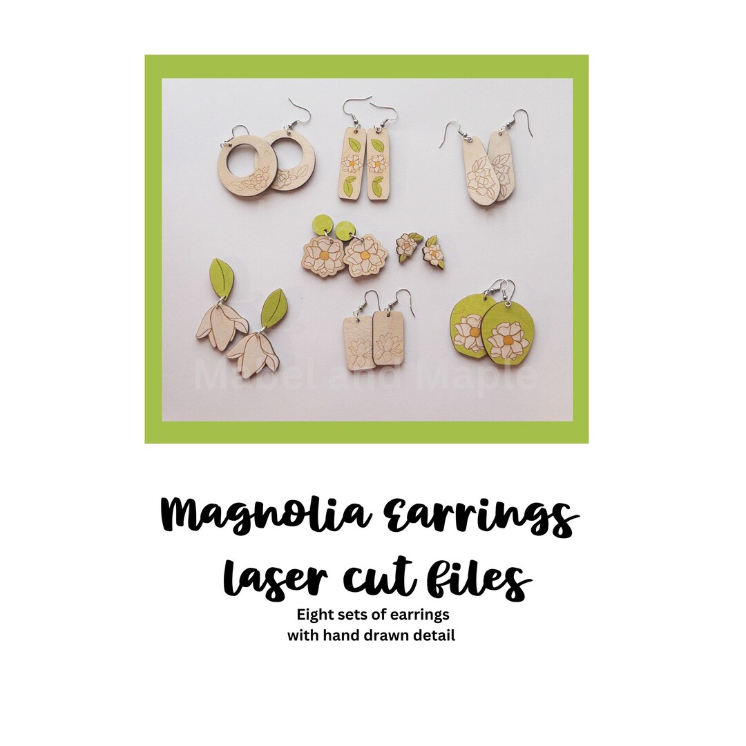 Magnolia Earring Cut File SVG Clip Art, Laser Cutting Design Files ...