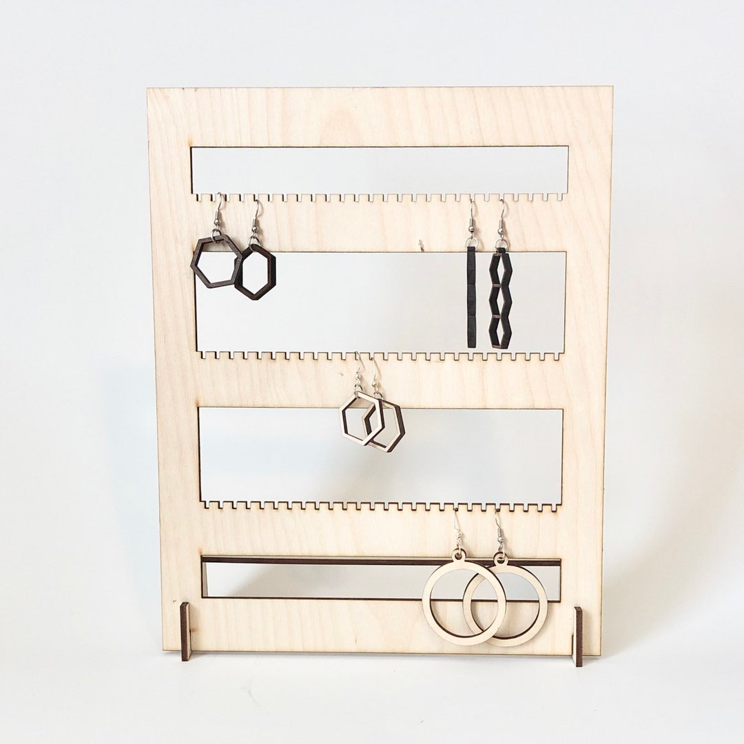 Dangle Earring Display Stand, Multiple Earrings, Wooden Earring Display ...