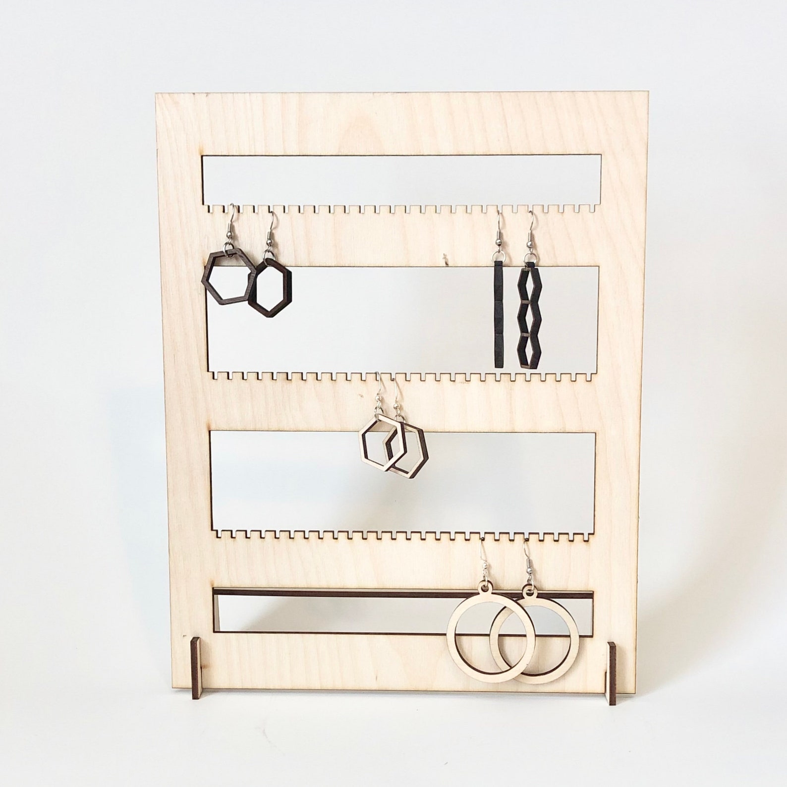 Dangle Earring Display Stand, Multiple Earrings, Wooden Earring Display ...