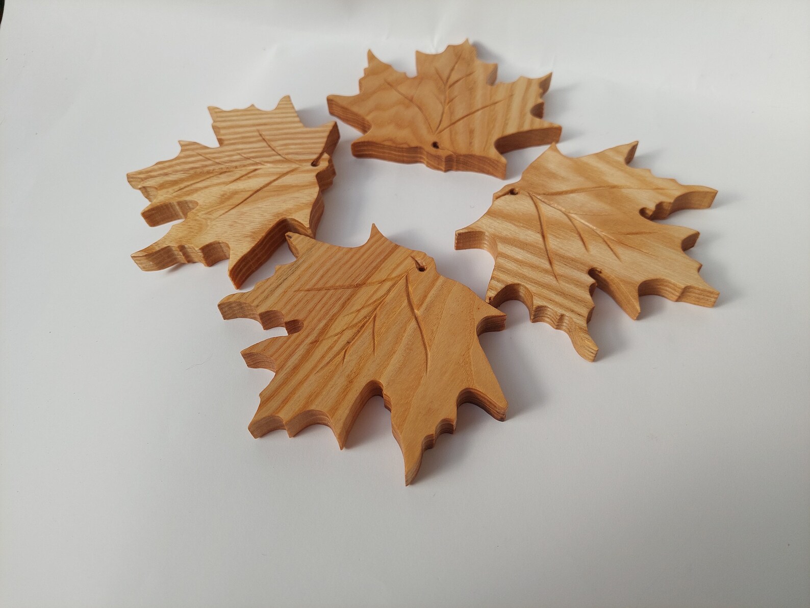 Handcarved Wooden Coasters Leaf Coasters Nature Coasters Set of 4 Pcs ...