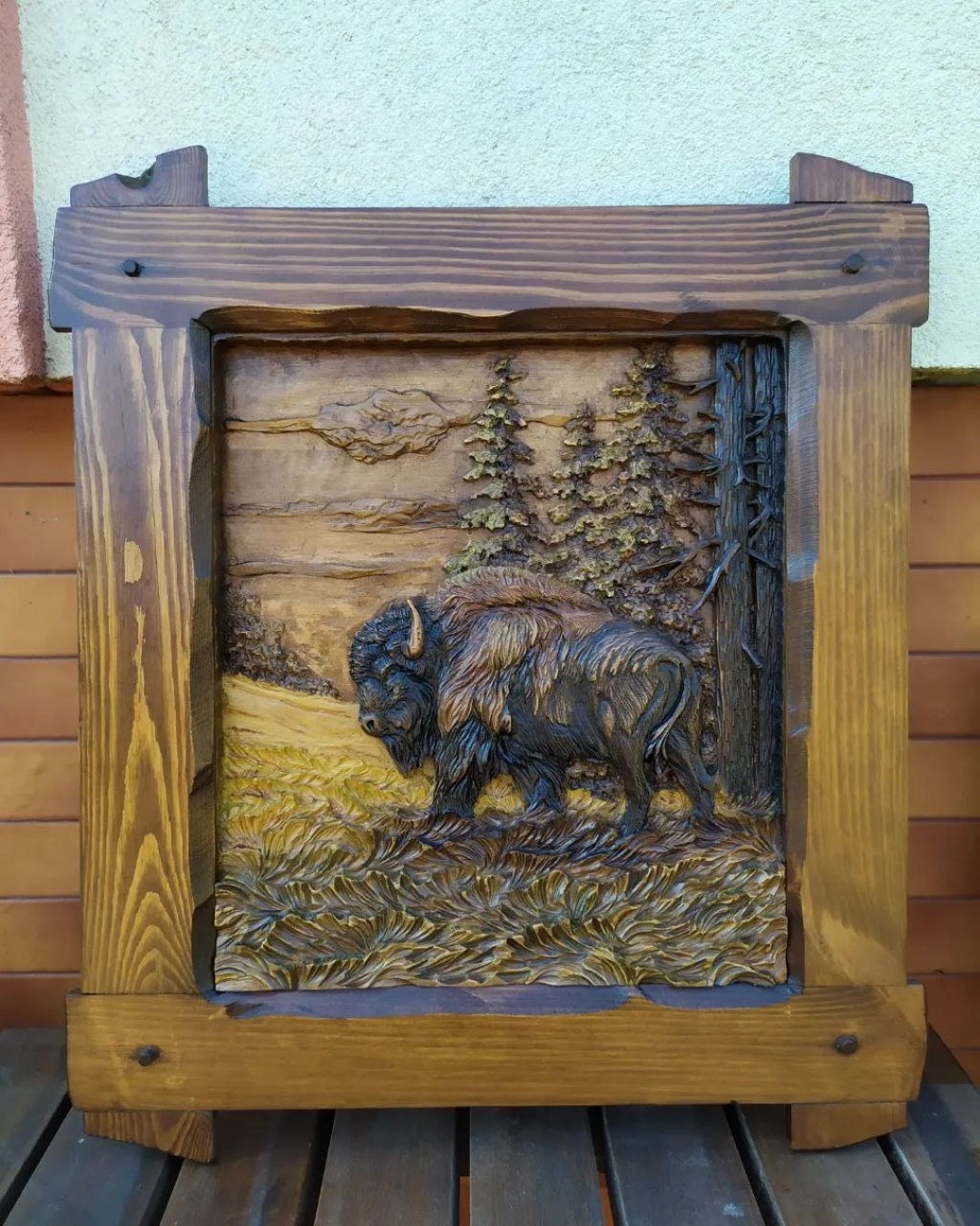 3D Wooden Picture Wood Carving Wall Art Handcarved Mood Pictures Wood ...