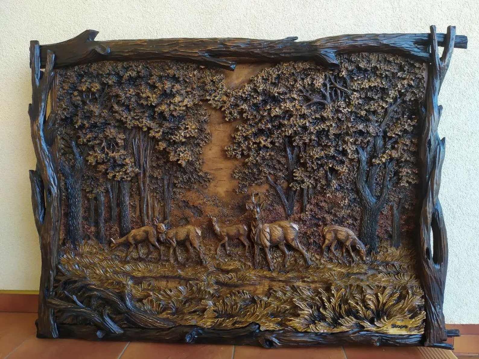 3D Wooden Picture Wood Carving Wall Art Handcarved Wood Carving Mood ...
