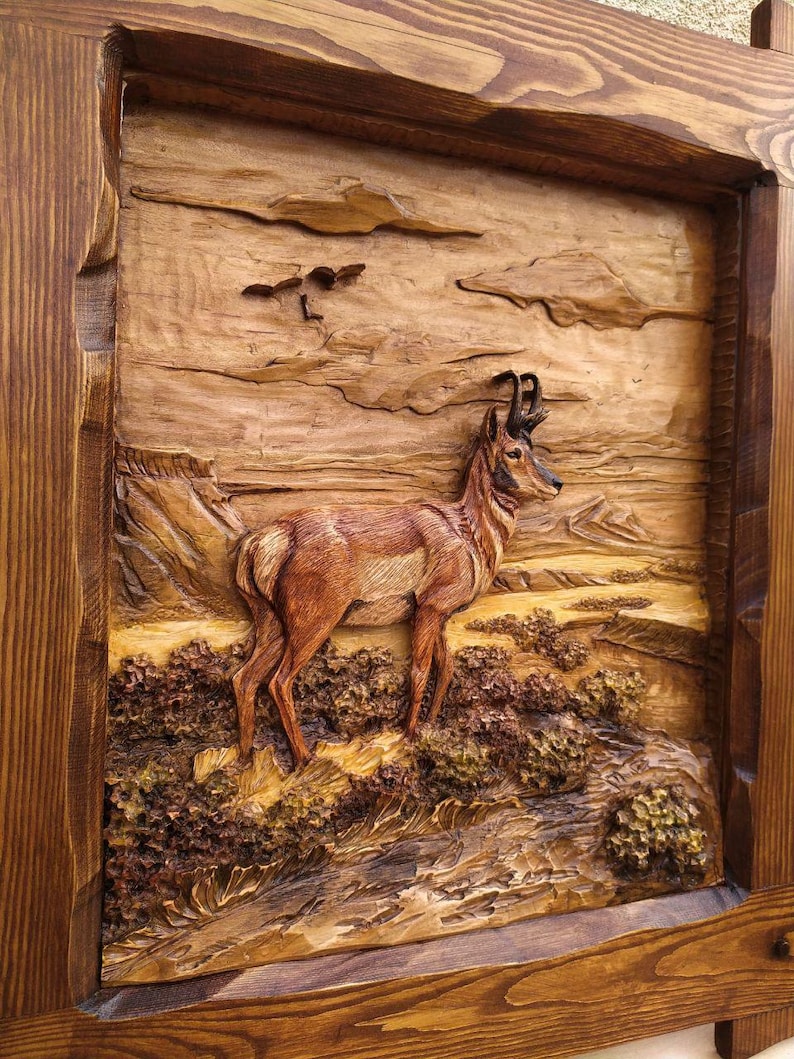 3D Wooden Picture Wood Carving Wall Art Handcarved Wood Carving ...