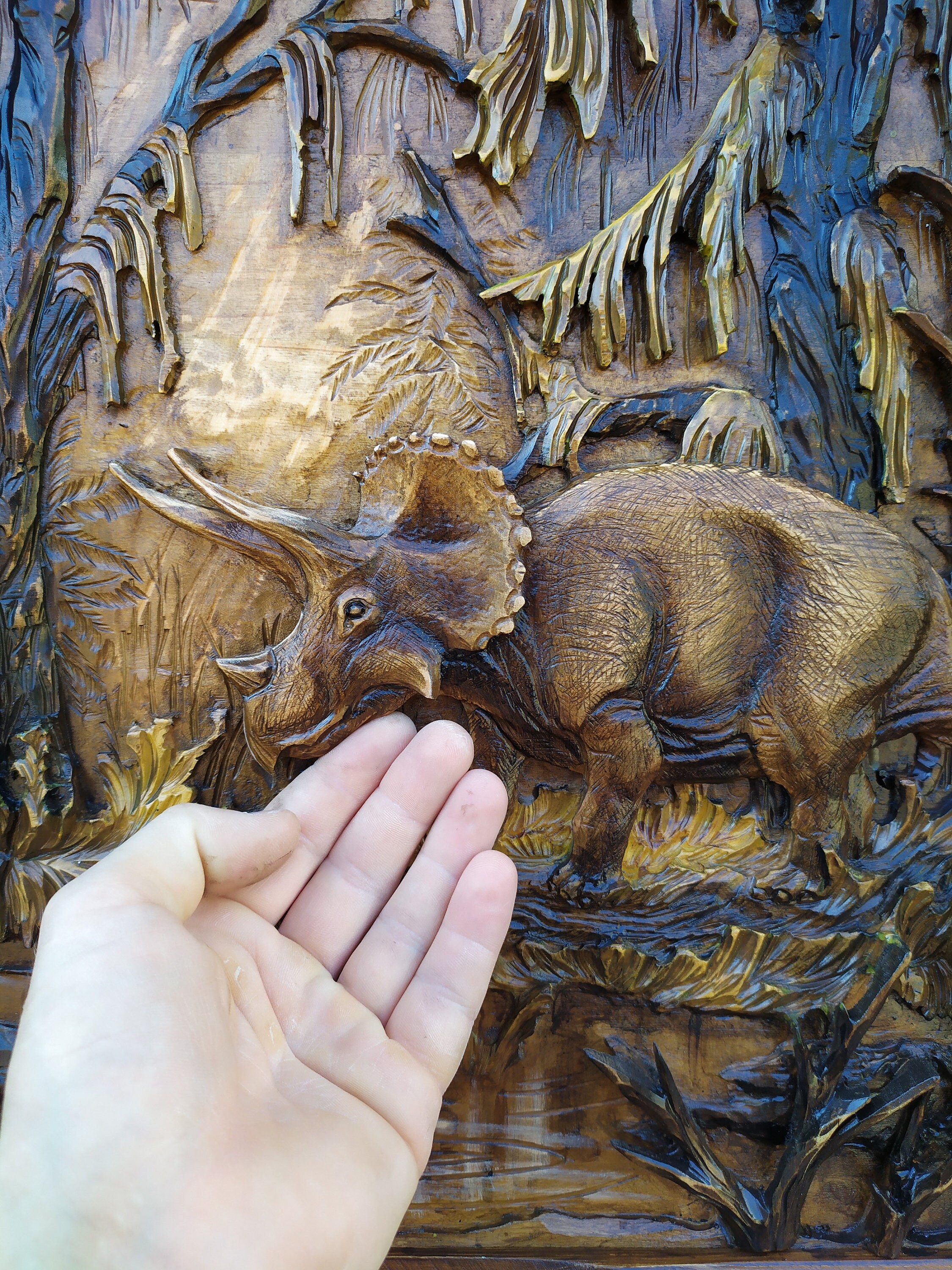 3D Wooden Picture Wood Carving Wall Art Handcarved Dinosaur Pictures ...