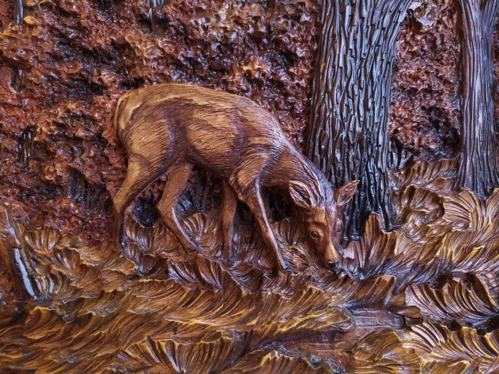 3D Wooden Picture Wood Carving Wall Art Handcarved Wood Carving Mood ...