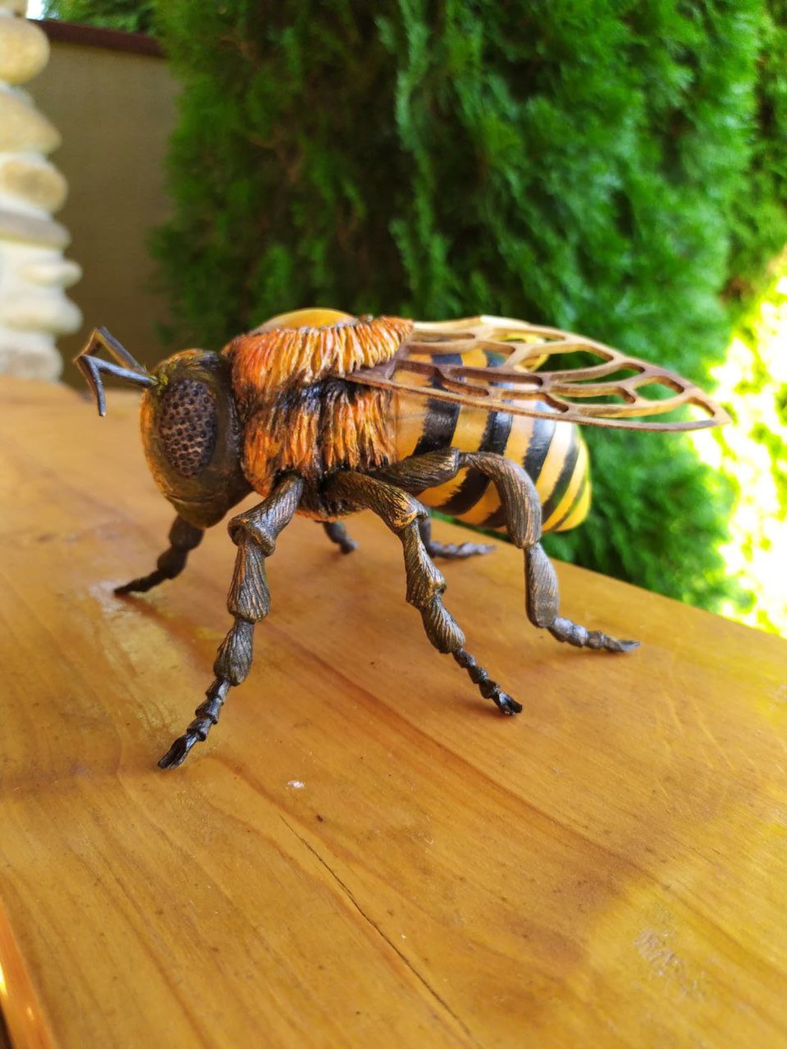 Wooden Handcarved Bee Figurine - Etsy