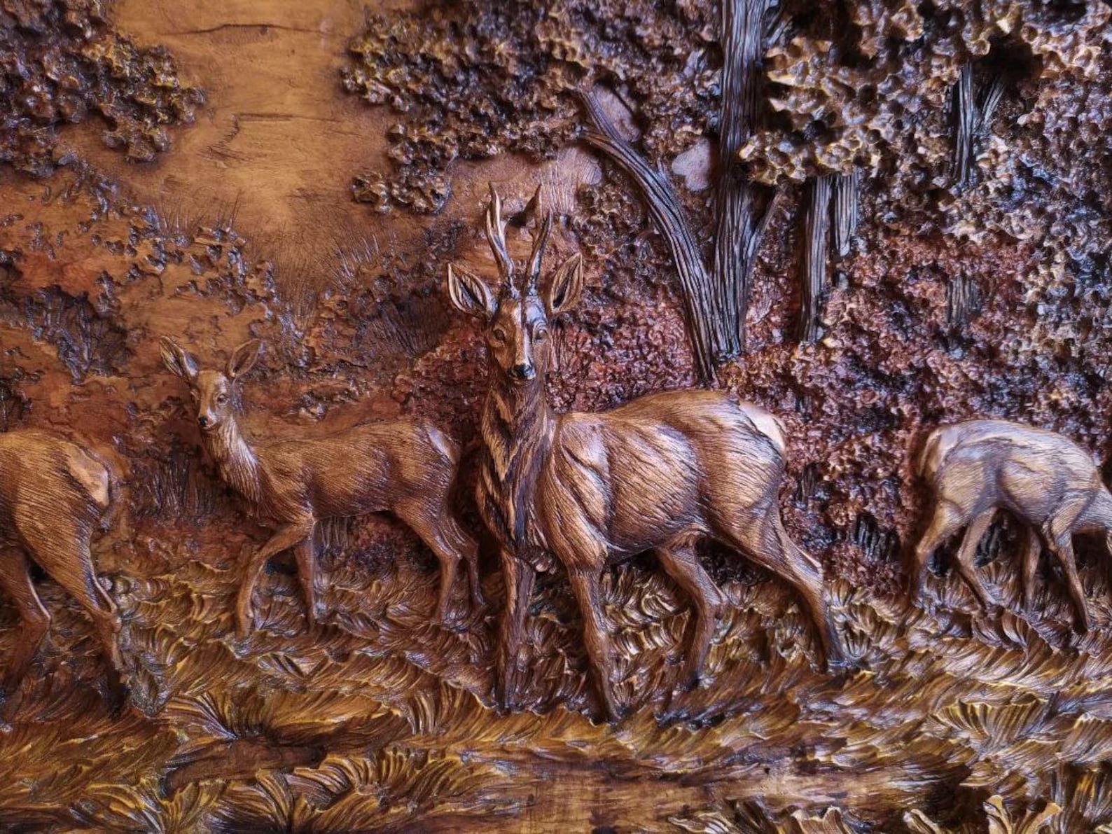 3D Wooden Picture Wood Carving Wall Art Handcarved Wood Carving Mood ...