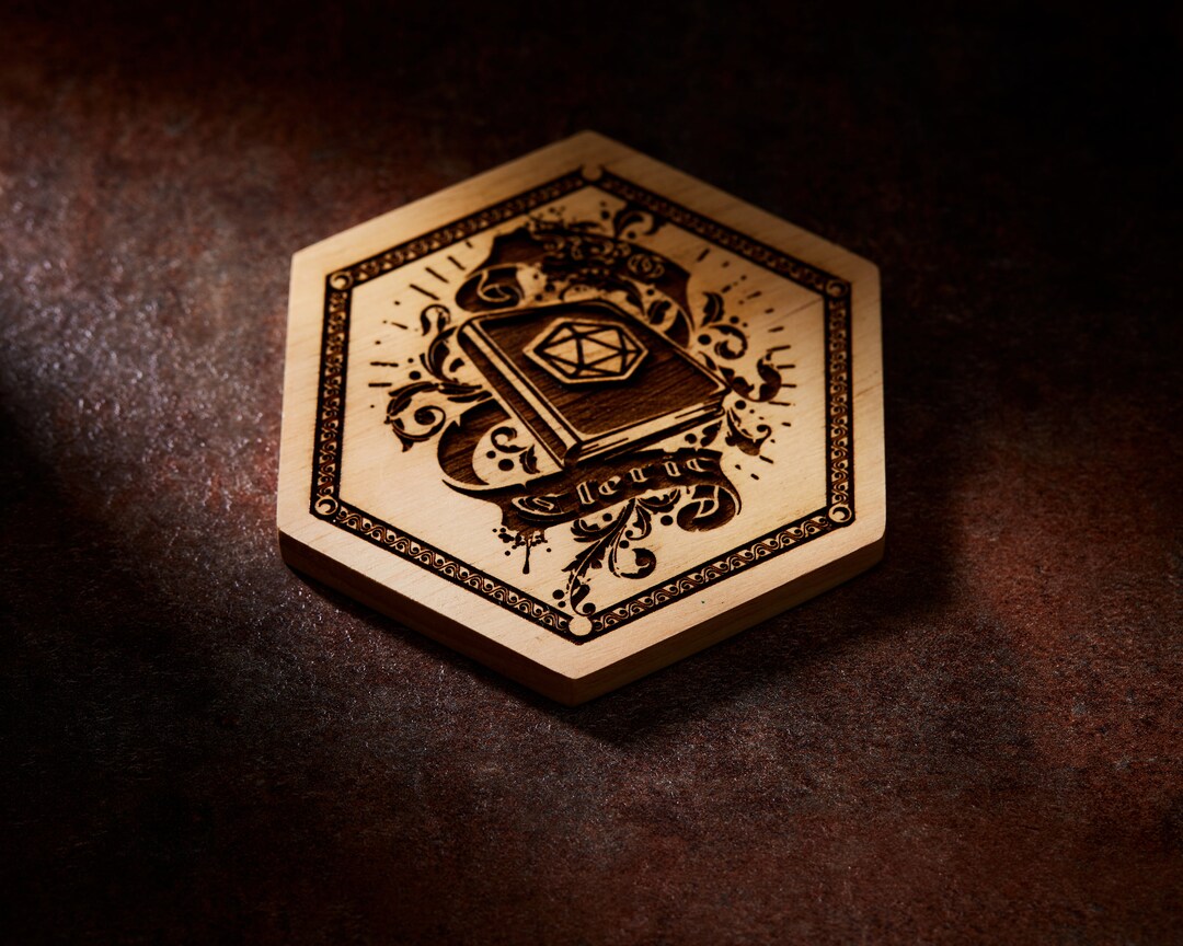 Laser Engraved Rubber Wood Hexagon Coaster: Cleric RPG Design - Etsy