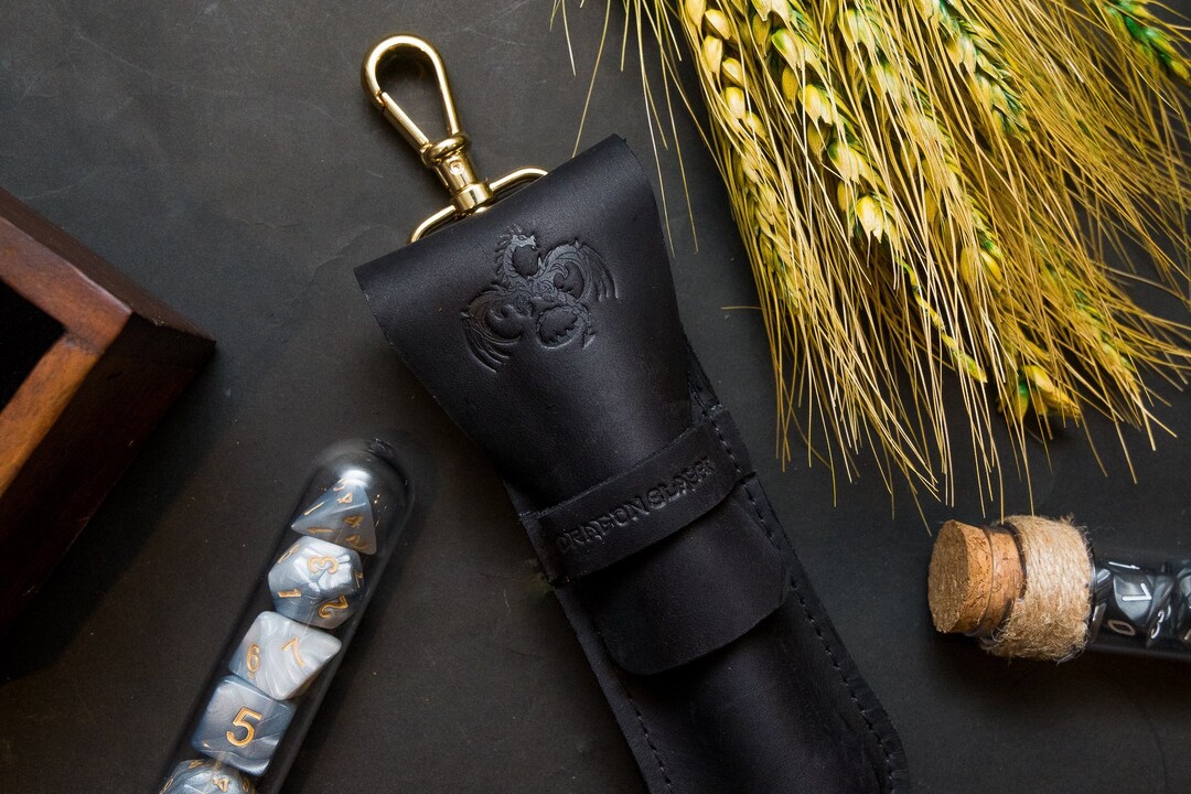 RPG Dice Potion Bag With Fantasy Dice Potion Flask Set: Black Leather ...
