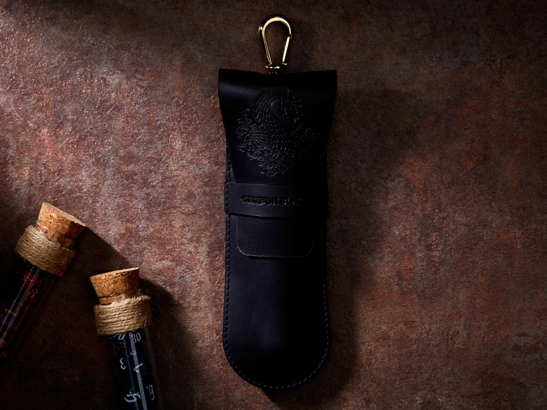 Leviathan | Black Leather Bag With Dice Potion Flask | Dice Bag Holder ...