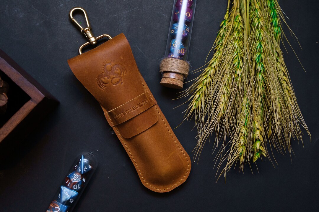 RPG Dice Potion Bag With Fantasy Dice Potion Flask Set: Tan Leather ...