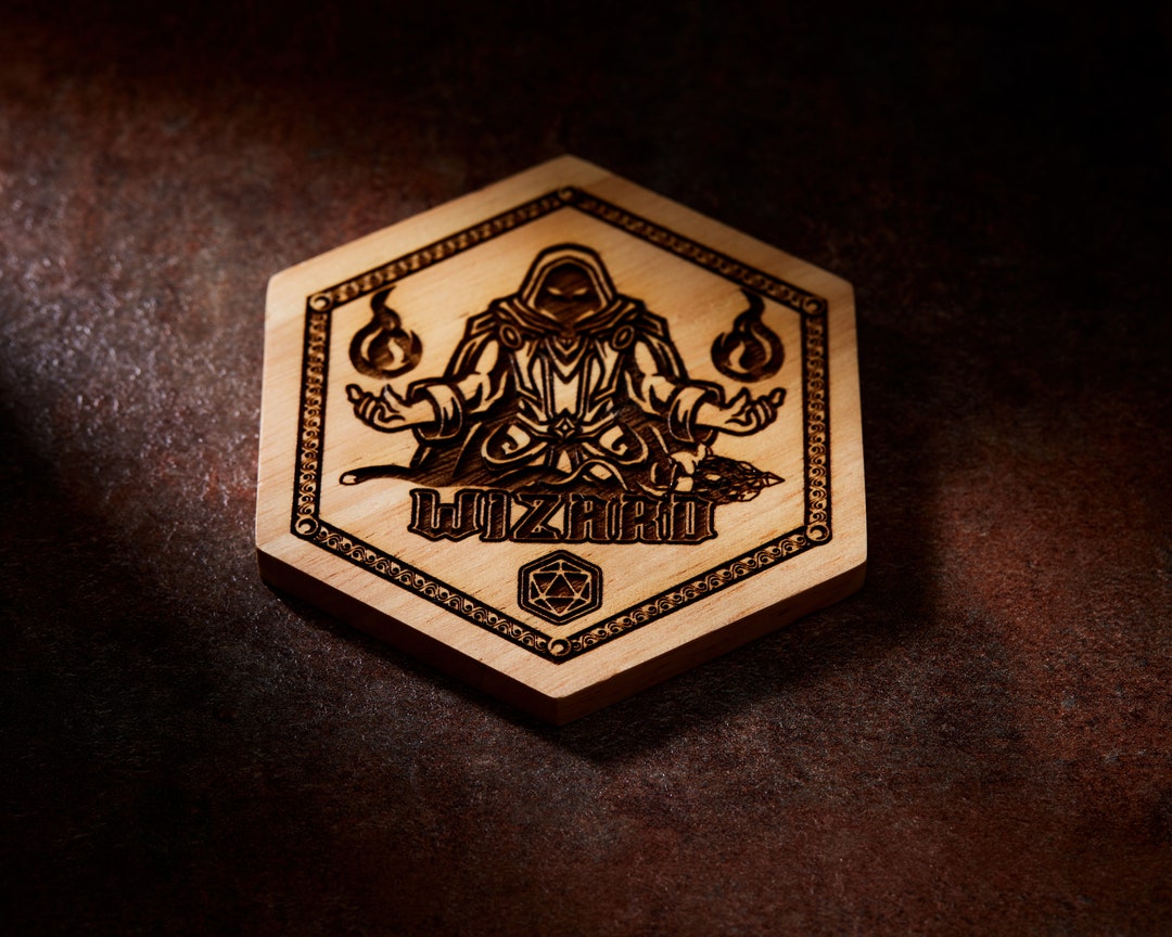 Wizard Hexagon Coaster | Rubber Wood | Cup Holder Unique Gift Design ...