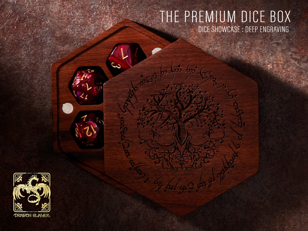 Tree of Life Dice Box: Black Walnut Wood, Laser Engraved Dnd Dice Chest ...