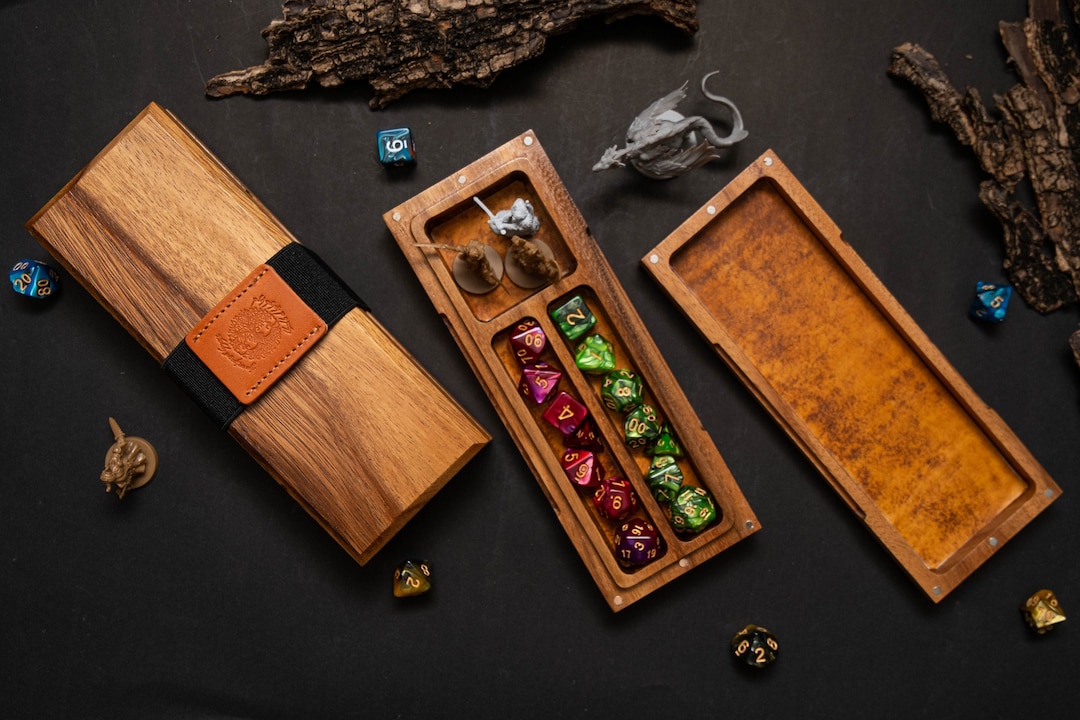 Black Walnut Dice Box With Leather Strap: MTG, D&D, RPG Storage - Etsy
