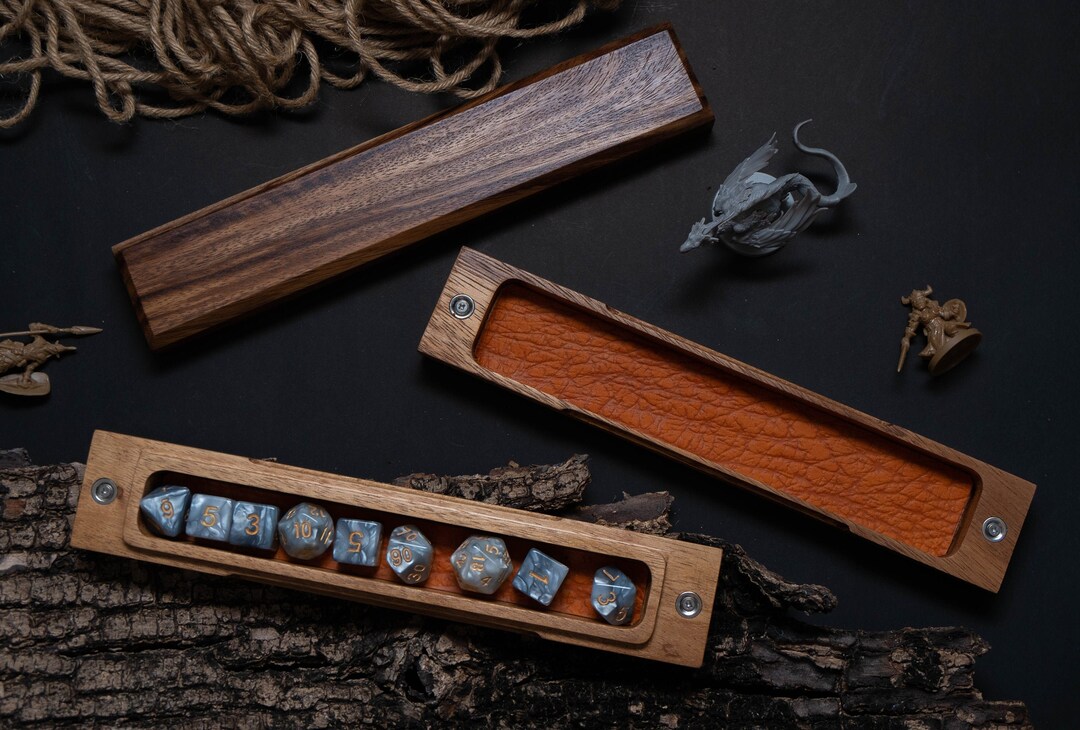 Leather Lined Walnut Dice Box: RPG Gaming Storage - Etsy