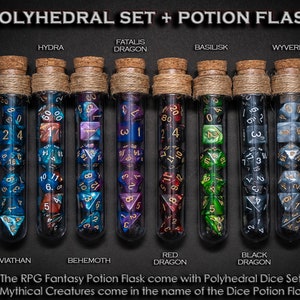 RPG Dice Potion Bag With Fantasy Dice Potion Flask Set: Dark Brown ...