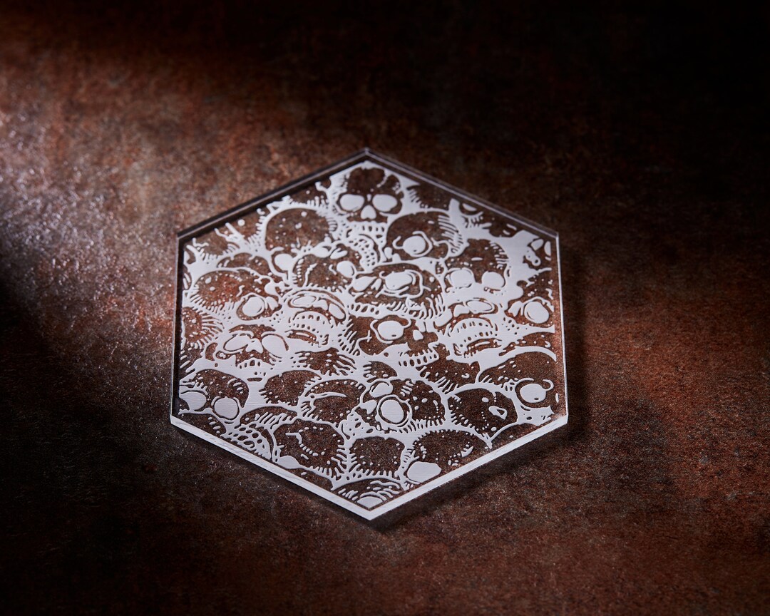 Skull Hexagon Coaster: Clear Acrylic RPG Tabletop Design - Etsy