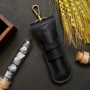 RPG Dice Potion Bag With Fantasy Dice Potion Flask Set: Black Leather ...