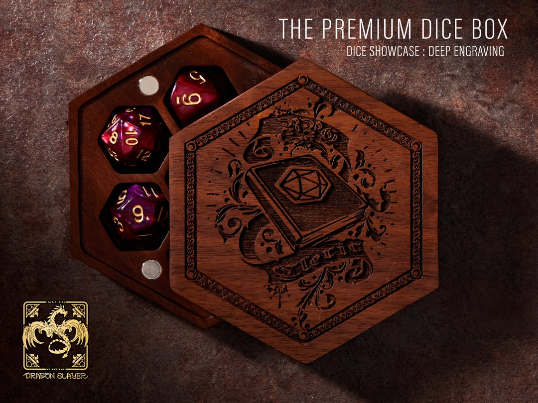 Black Walnut Dice Box: Laser Engraved Hexagon Dice Storage - Etsy