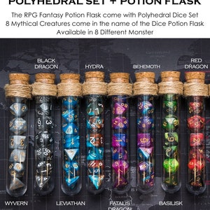 RPG Dice Potion Bag With Fantasy Dice Potion Flask Set: Black Leather ...