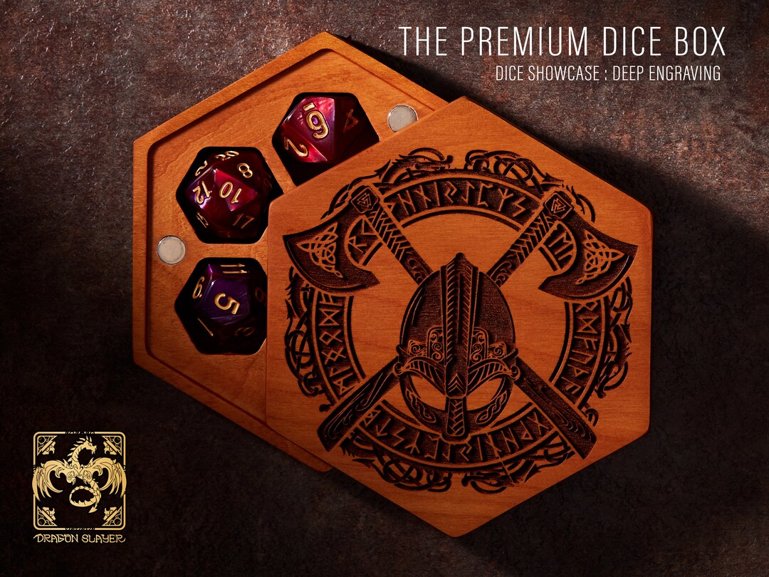 Viking Dice Box: Laser Engraved Cherry Wood Dice Chest for Dnd - Etsy