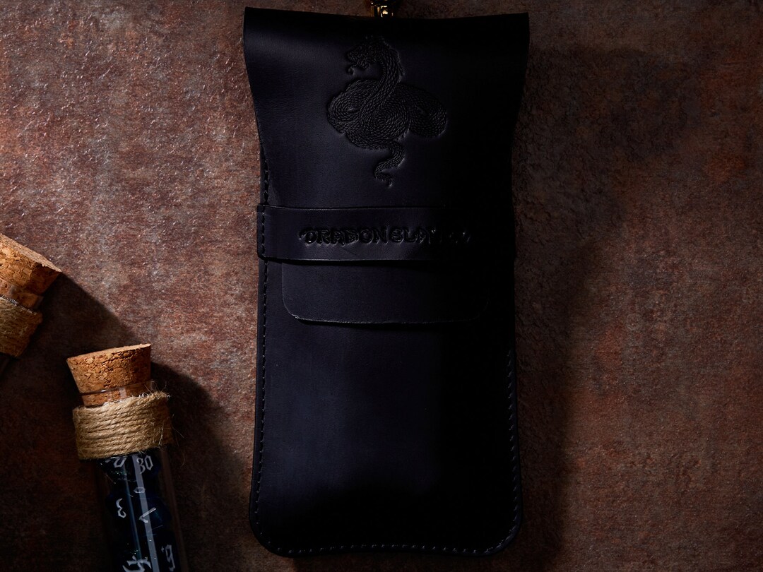 Basilisk RPG Double Potion Bag Large Dice Bag Black Leather Bag With Dice Potion Flask Dice ...