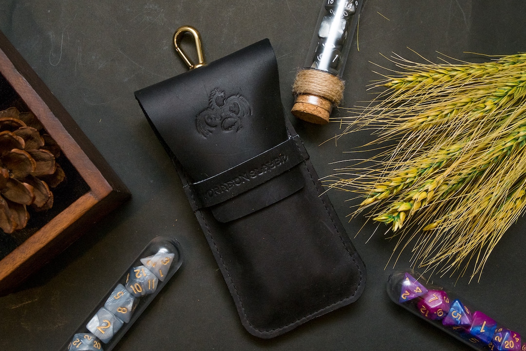 RPG Dice Potion Bag With Fantasy Dice Potion Flask Set: Black Leather ...