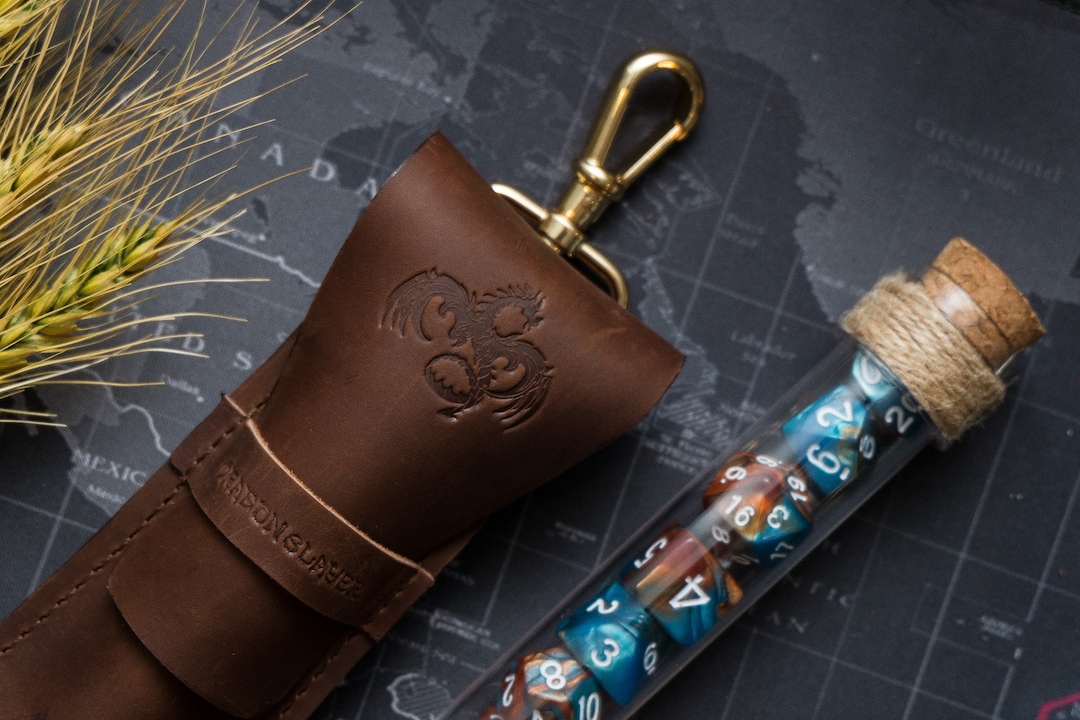 RPG Dice Potion Bag With Fantasy Dice Potion Flask Set: Dark Brown ...