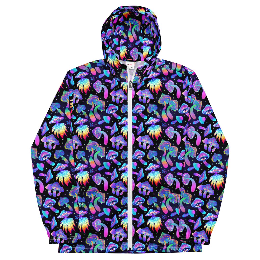 Shroomin Black Windbreaker (rave Jacket, Festival Jacket, Rave ...