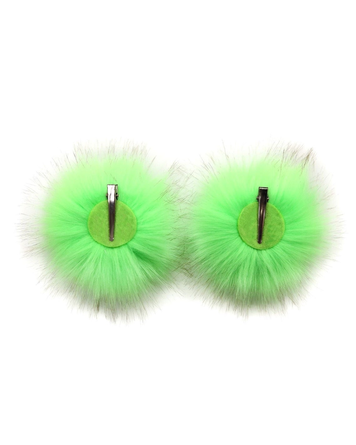 Lime Green Faux Fur Space Bunz | Rave Hair Clips - Etsy