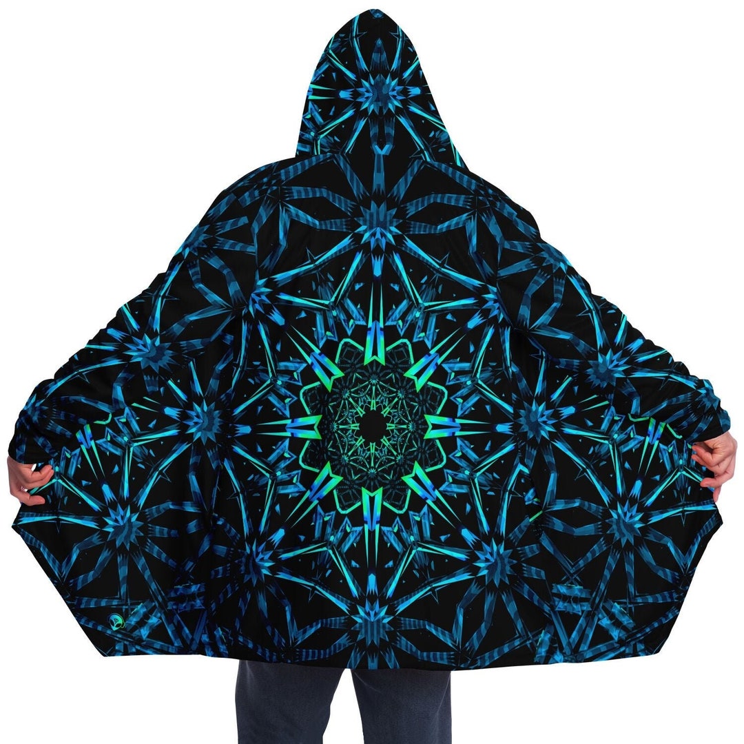 Fractals Festival Cloak | Hooded Cloak - Rave Cloak - Micro-fleece ...
