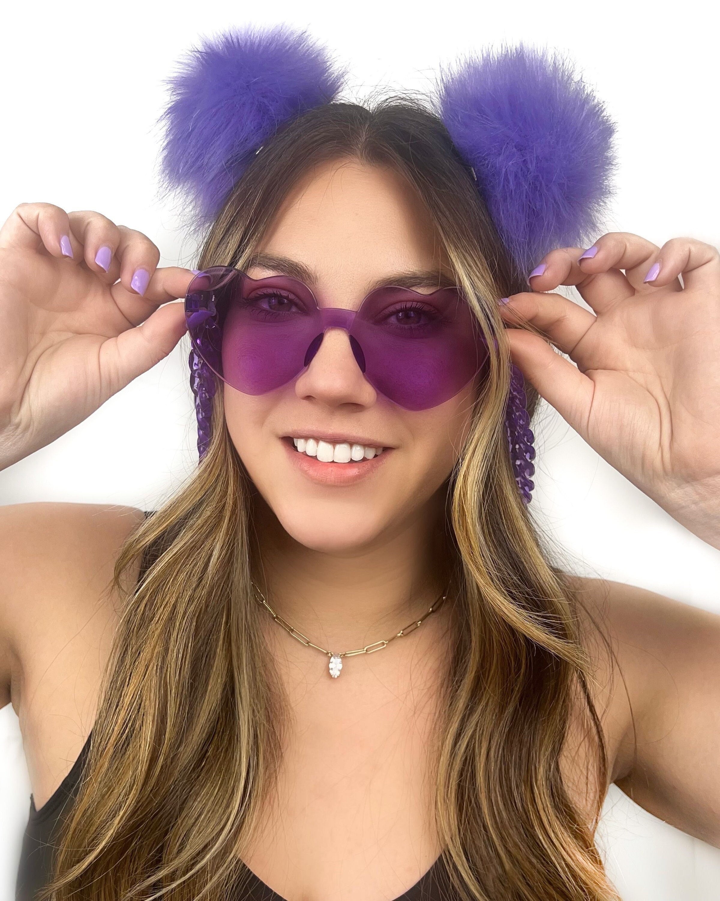 Faux Fur Pom Pom Hair Clips | Festival Rave Accessories (handmade) - Etsy