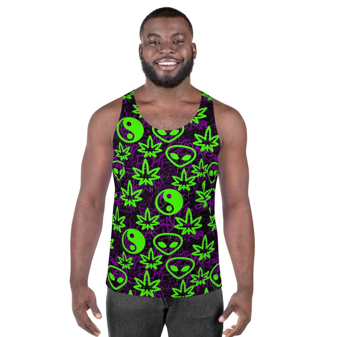 Ganja Graffiti Tank Top (mens Rave Wear, Mens Rave Tank Top, Mens Rave ...