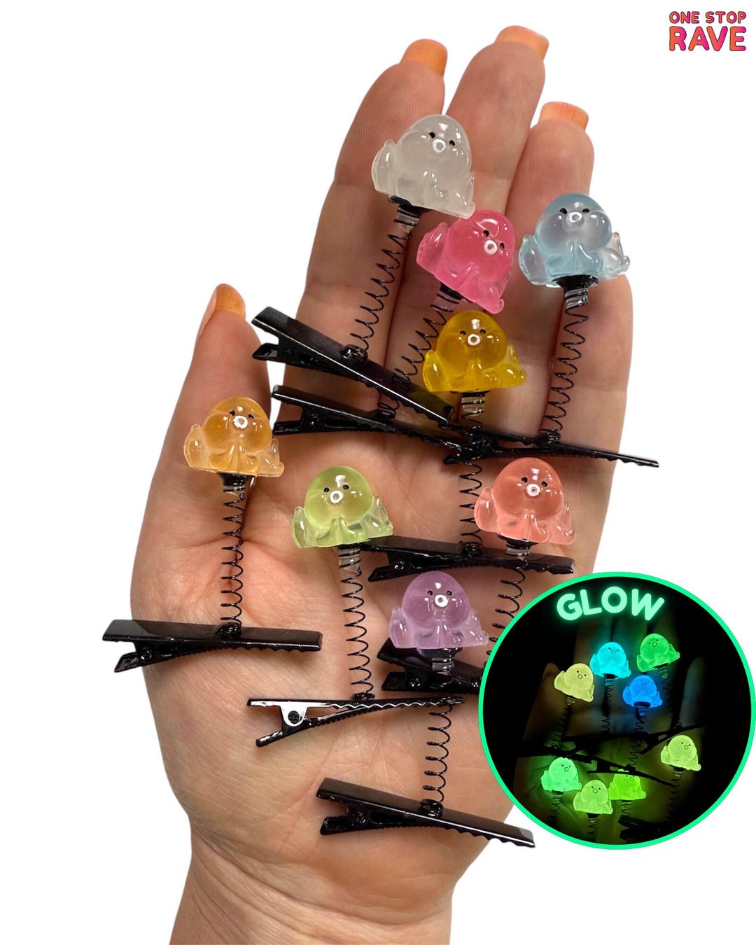 Squid Glow in the Dark Sprout Clips 8-PC Set | Rave Sprouts - Festival ...