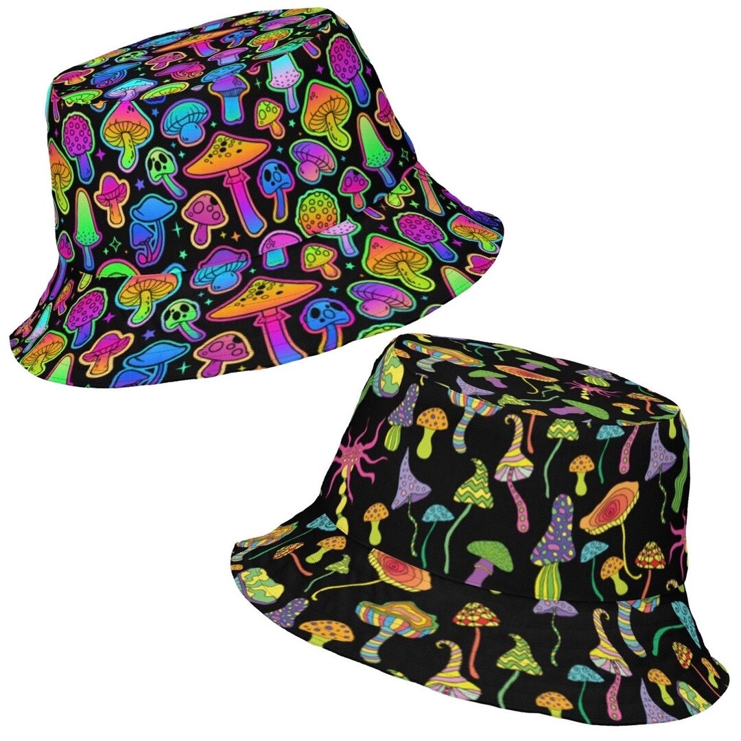 Psilo / Shroom Reversible Bucket Hat | Rave Hat - Rave Bucket Hat ...