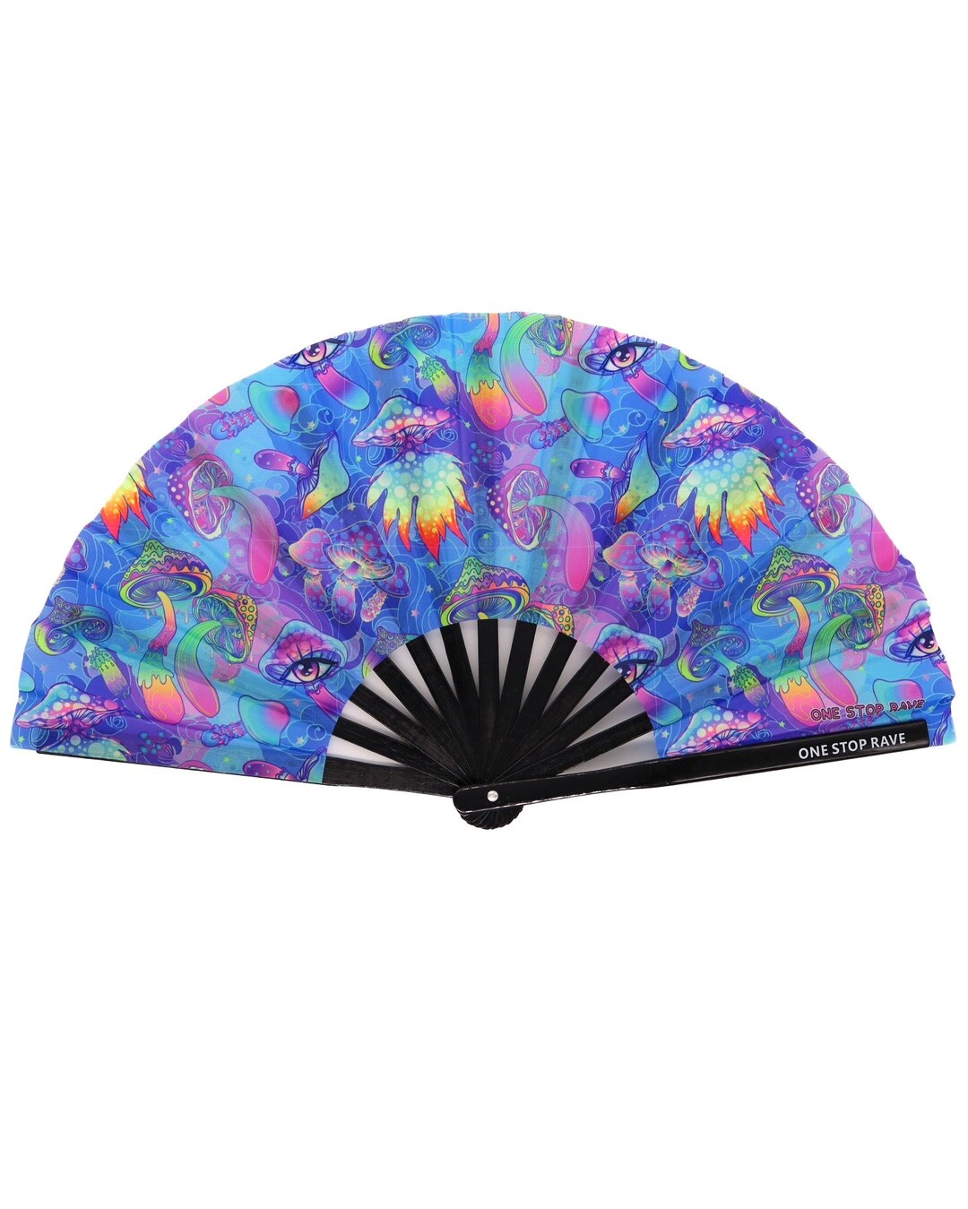 Shroomin Blue Hand Fan | Rave Hand Fan - Festival Hand Fan - Large Hand ...