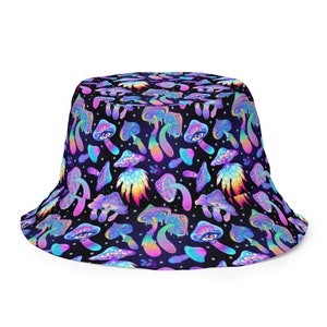 Shroomin Reversible Bucket Hat | Rave Hat, Festival Hat, Rave Bucket ...