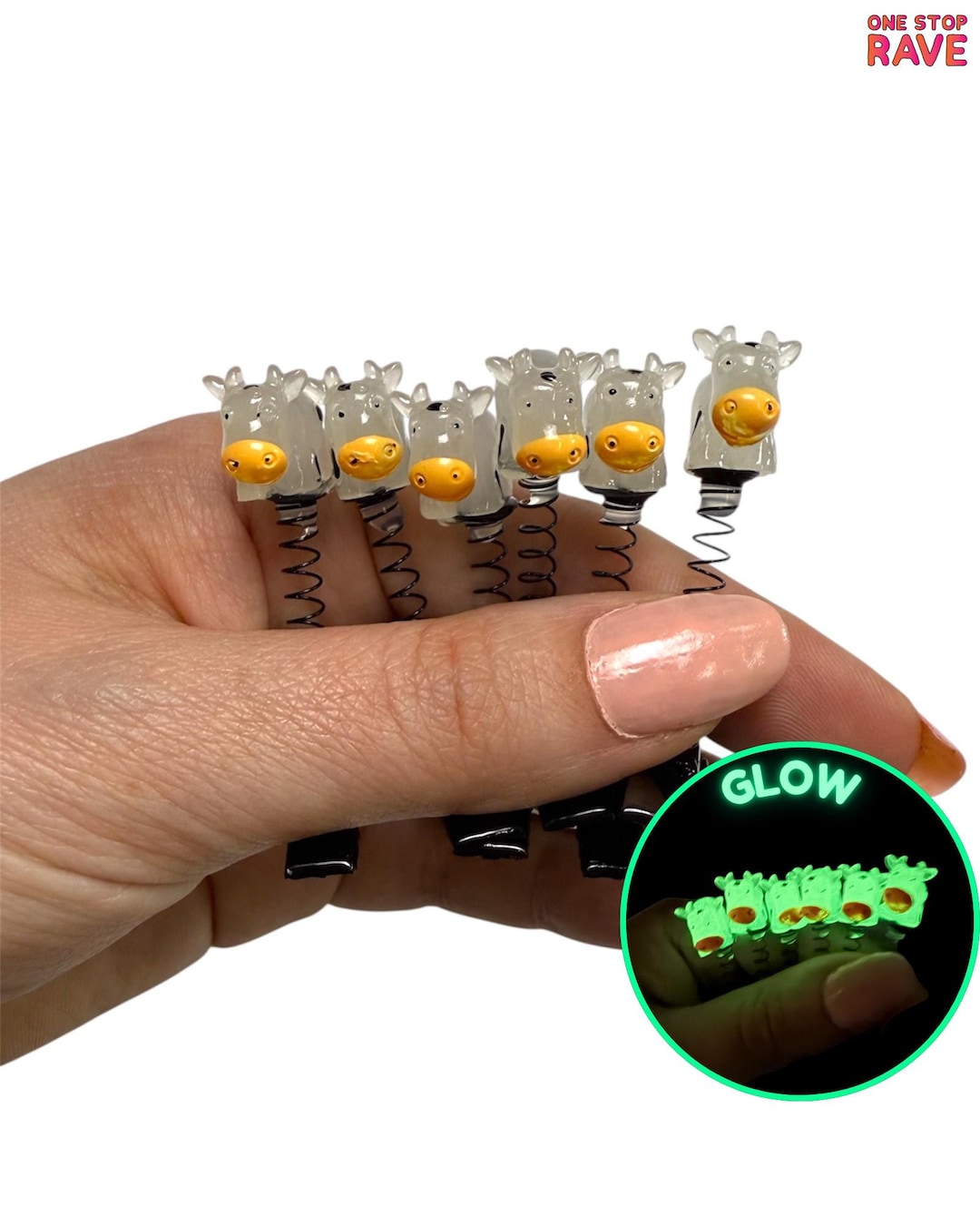 Cow Glow in the Dark Sprout Clips 6-PC Set | Rave Sprouts - Festival ...