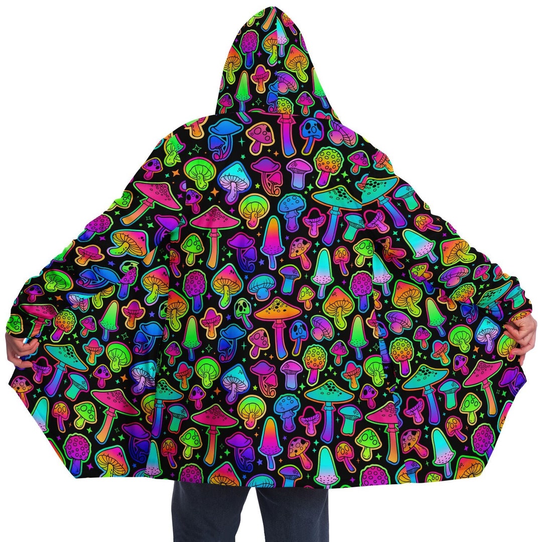 Psilo Rave Cloak Micro-fleece Cloak, Hooded Cloak, Festival Outerwear ...