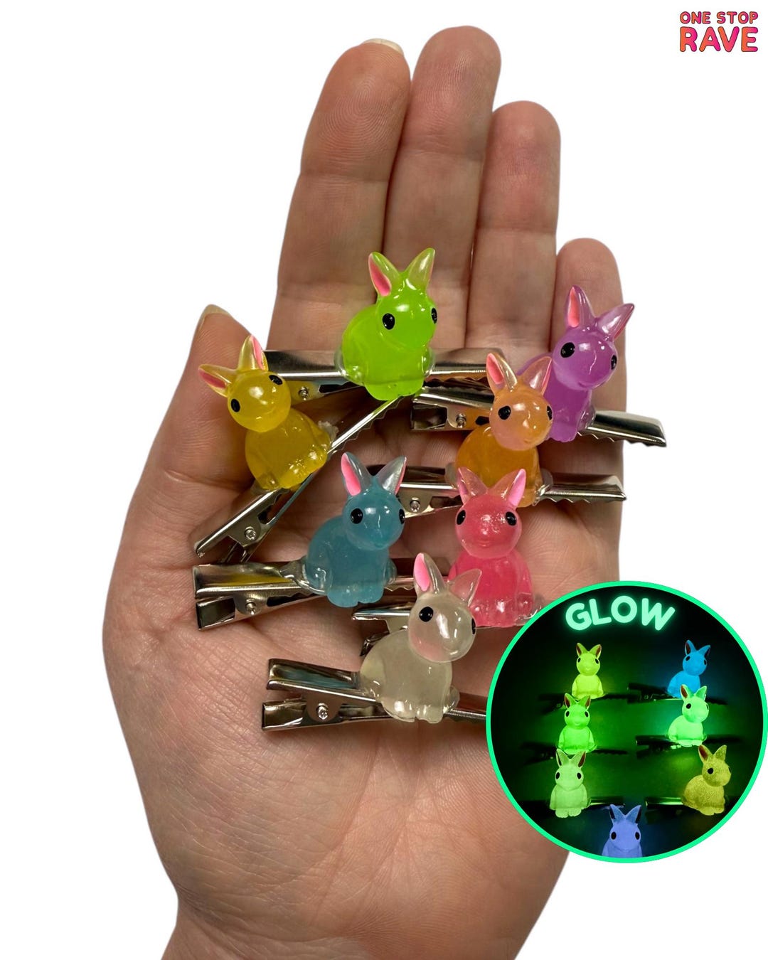 Glow in the Dark Rabbit Sprout Clips 7-PC Set | Rave Sprouts - Festival ...