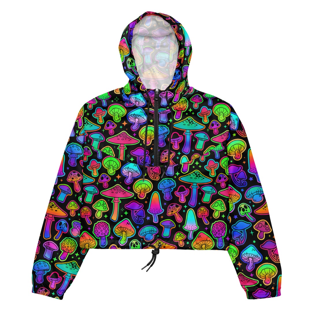 Psilo Cropped Windbreaker rave Jacket, Festival Jacket, Rave ...