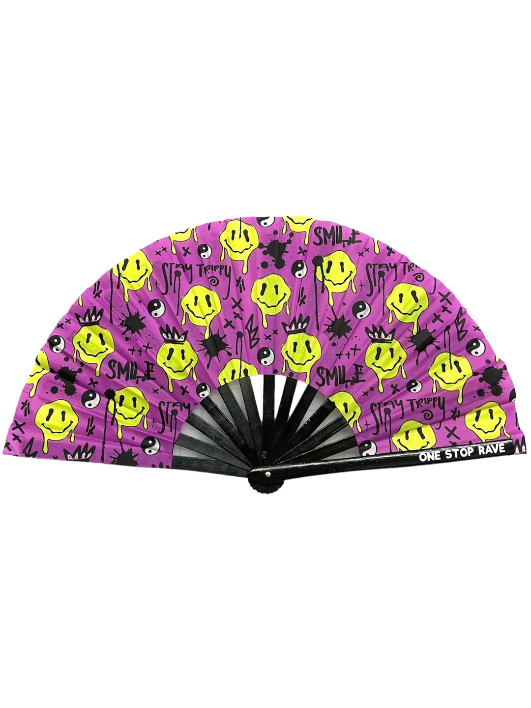 Uv-reactive Smiley Rave Hand Fan - Festival Fan - Etsy