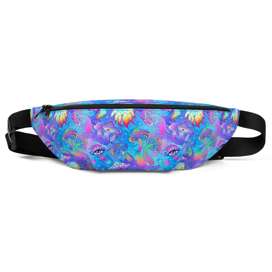 Shroomin Blue Fanny Pack | Festival Bag - Rave Bag- Festival Chest Bag ...