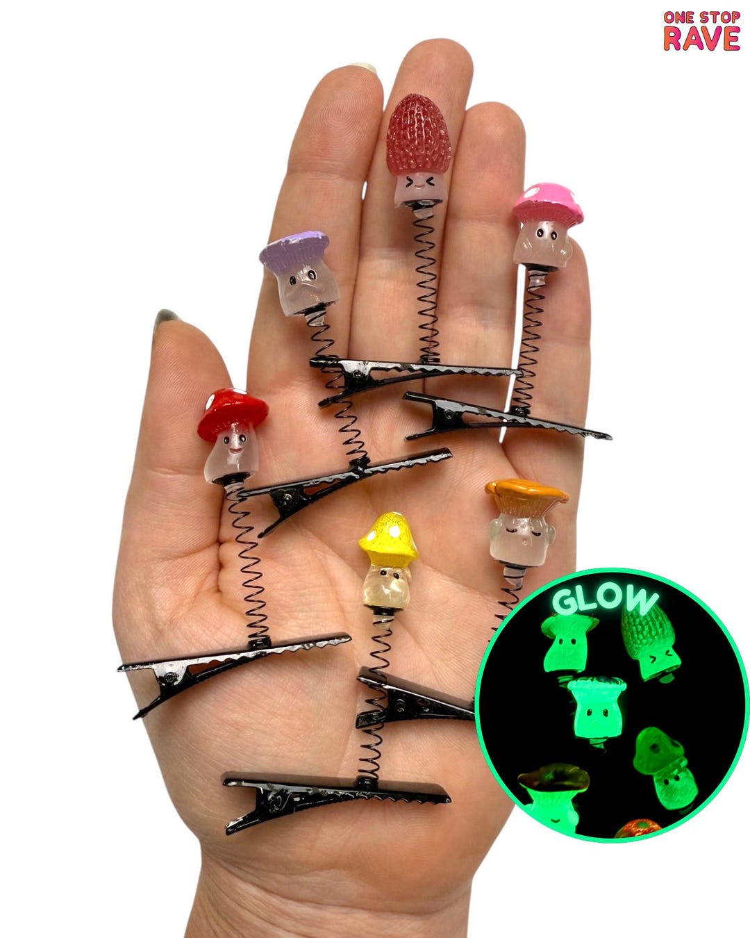 Happy Shrooms Glow in the Dark Sprout Clips 6-PC Set | Rave Sprouts ...