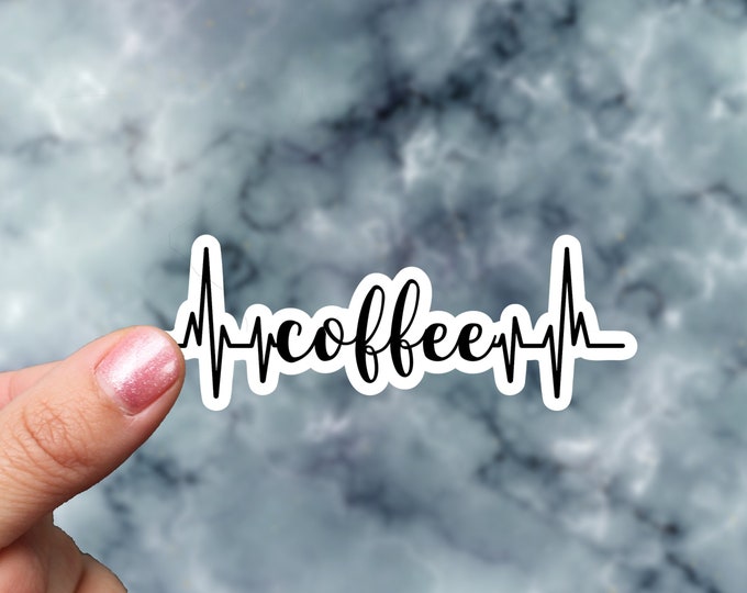 Coffee Lover Sticker Coffee Heartbeat Matte Sticker - Etsy