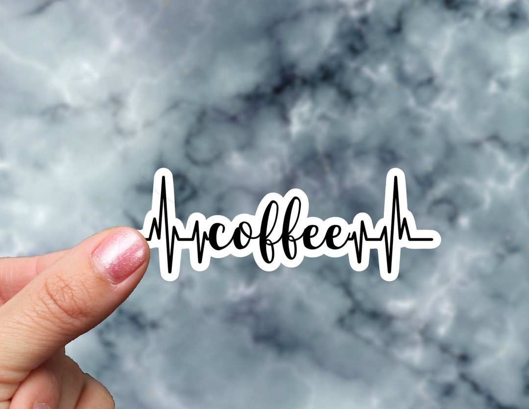 Coffee Lover Sticker, Coffee Heartbeat, Matte Sticker - Etsy