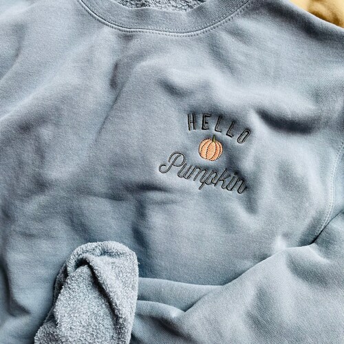 Hello Pumpkin Embroider UNISEX SWEATER Fall Sweatshirt Fall - Etsy